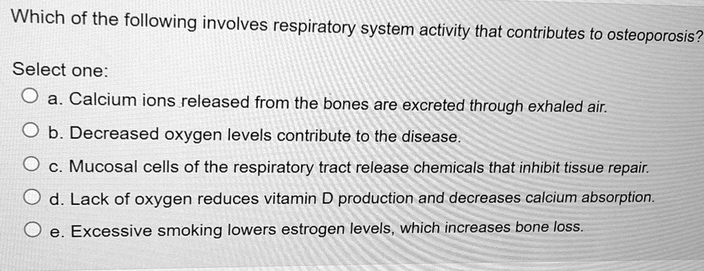 SOLVED: Which of the following involves respiratory system activity ...