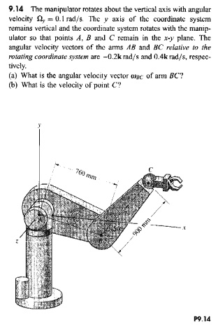 9.14 The manipulator rotates about the vertical axis with angular ...