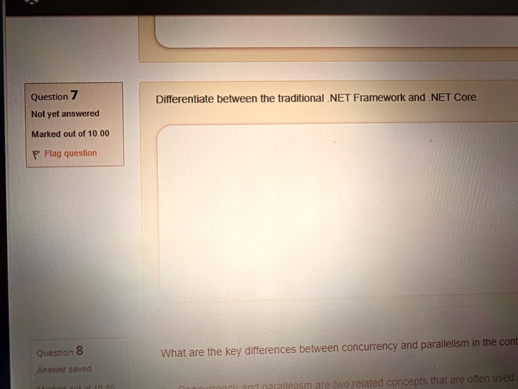 Question 7 Not yet answered Marked out of 10.00 Flag question Question ...