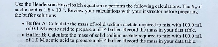 use the henderson hasselbalch equation to perform the following ...