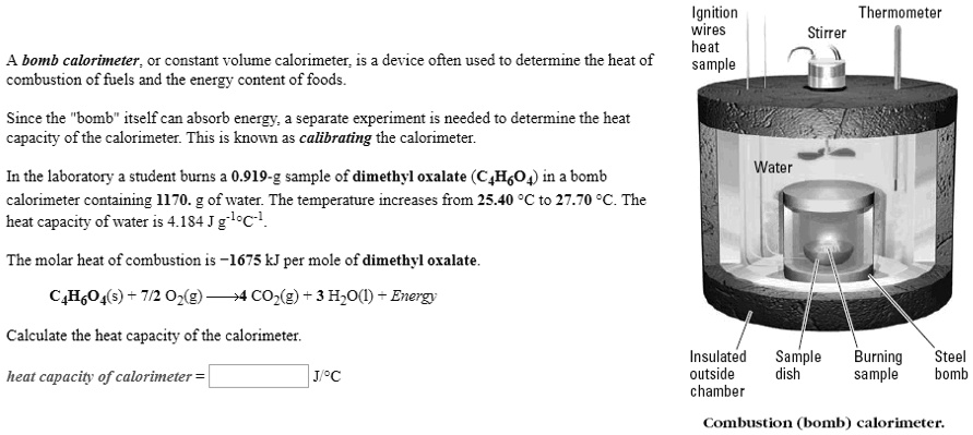 SOLVED: Ignition wires heat sample Thermometer Stirrer 4 bomb ...