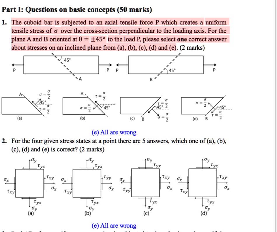 can someone explain how to get these answers part i questions on basic concepts 50 marks 1 the ...
