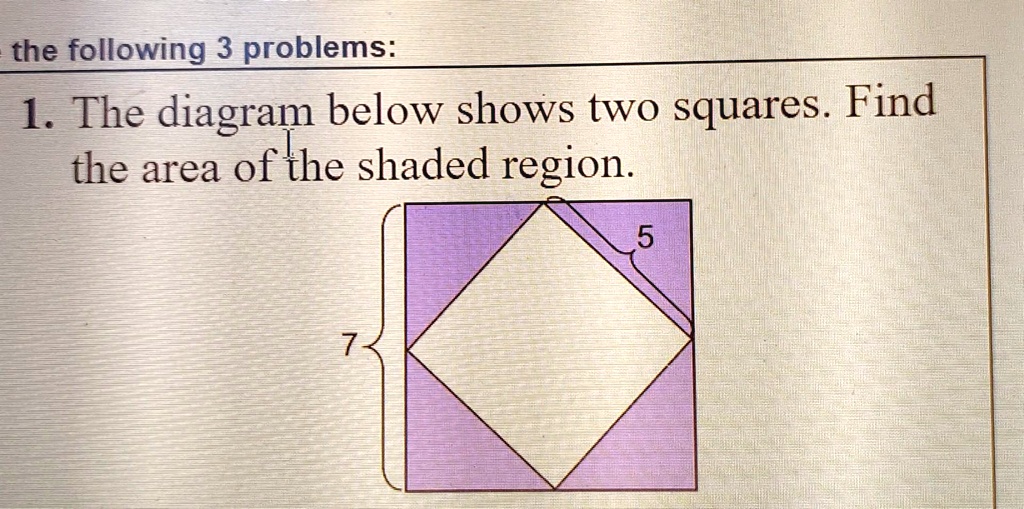 SOLVED: The diagram below shows two squares. Find the area of the ...