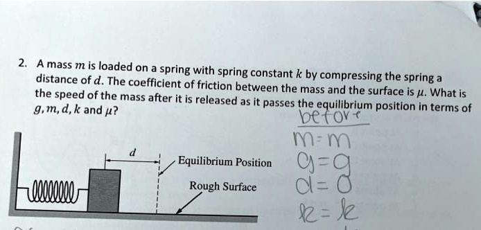2. A mass m is loaded on a spring with spring constant k by...