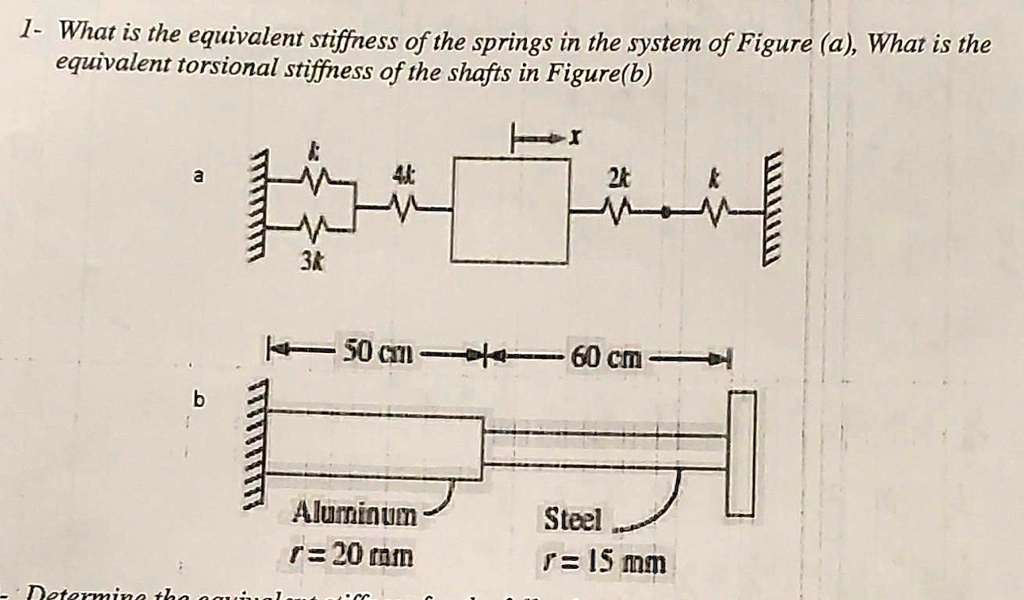 [GET ANSWER] 1- What is the equivalent stiffness of the springs in the ...