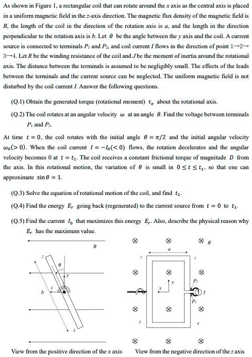 as shown in figure 1 a rectangular coil that can rotate around the x ...