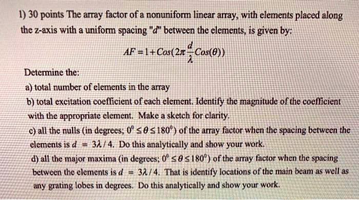 Solved 1 30 Points The Array Factor Of A Nonuniform Linear Array With Elements Placed Lalong