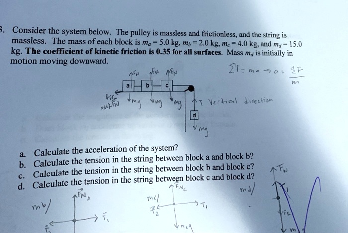 consider the system below the pulley is massless and frictionless and the string is massless the ...