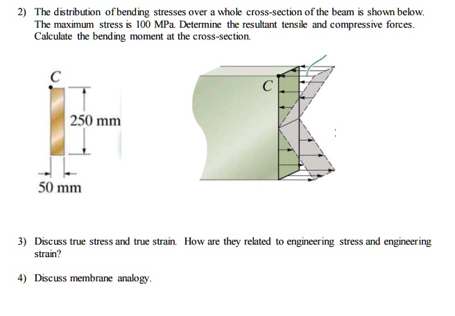 2 The distribution of bending stresses over a whole cross-section of ...
