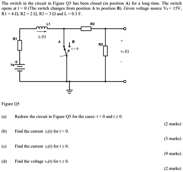 SOLVED: The switch in the circuit in Figure Q5 has been closed (in ...