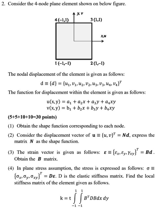SOLVED: Please answer new solution!!! Never write already answered. 2. Consider the 4-node plane ...