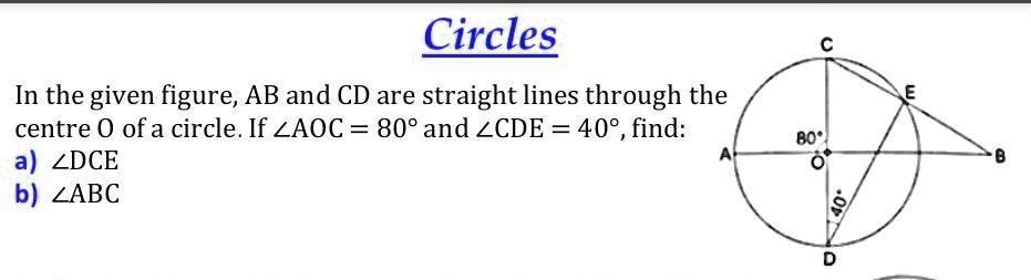 Circles In the given figure, AB and CD are straight lines through the ...
