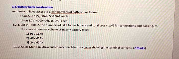 SOLVED: Please construct the three circuits in Multisim. 1.2. Battery ...