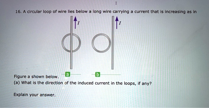 SOLVED: 16 A circular loop of wire lies below long wire carrying ...