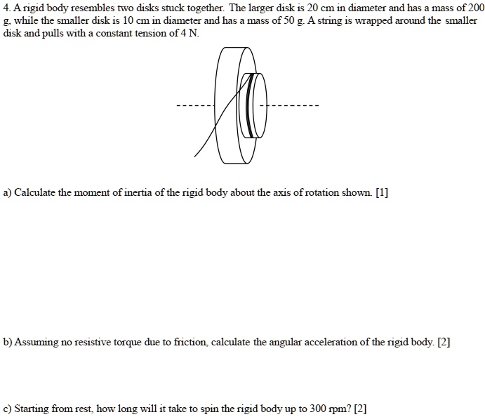 4arigid body resembles two disks stuck together the larger disk is 20 ...