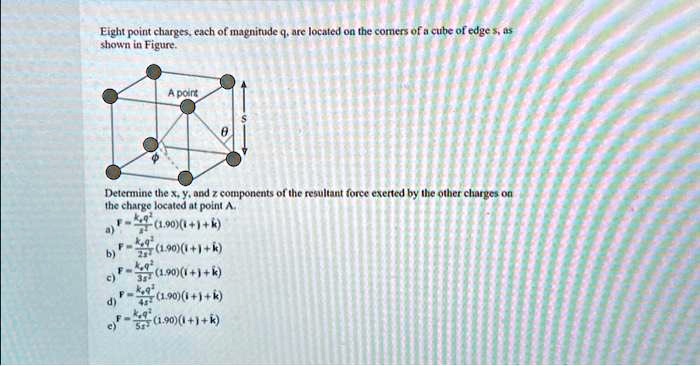 SOLVED: Texts: Eight point charges, each of magnitude q, are located on ...