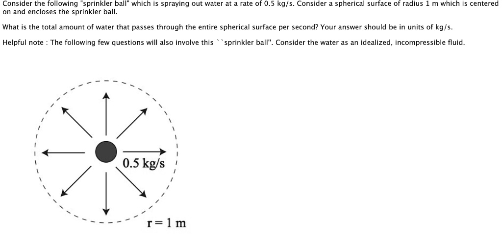 Consider the following sprinkler ball" which is spraying out water at ...