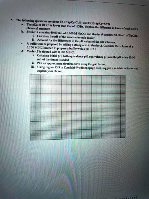 SOLVED: The following questions are about HOCl (pKa-7.53) and HOBt (pKI ...