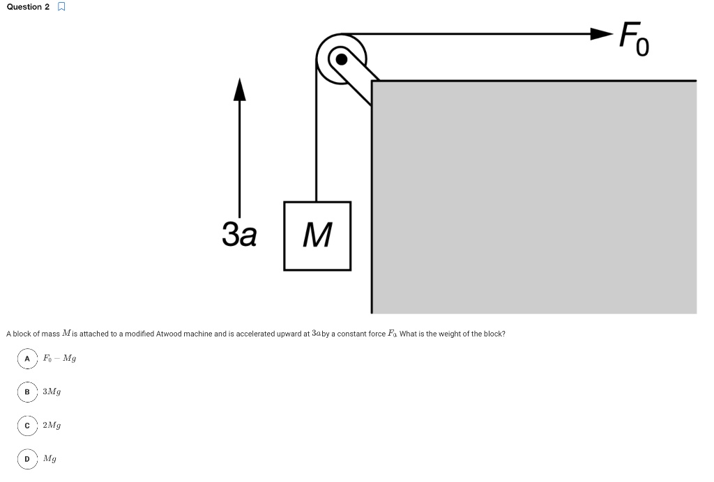 SOLVED: Question: For a block with mass M that is attached to a ...