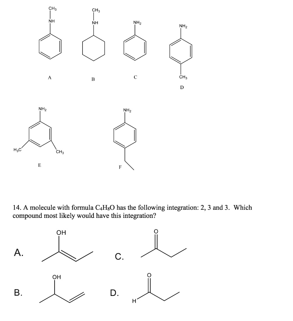 SOLVED:CHa CH; NH ZHN NH ZHN CH3 NHz NHz H3C CH3 14. A molecule with ...