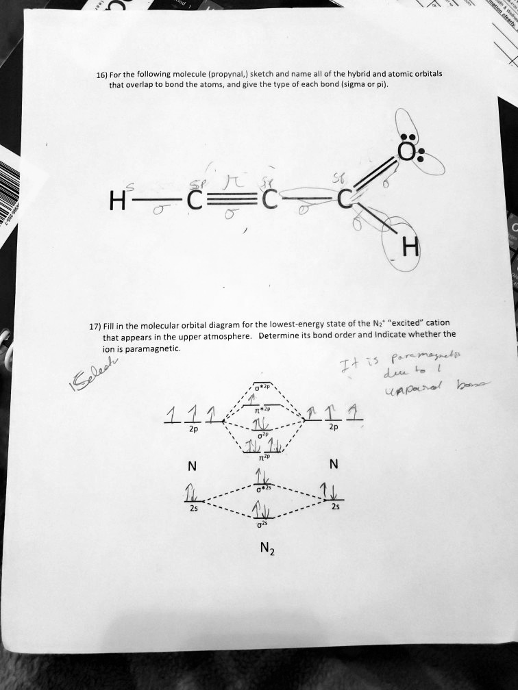 16) For the following molecule (propynal,) sketch and name all of the ...
