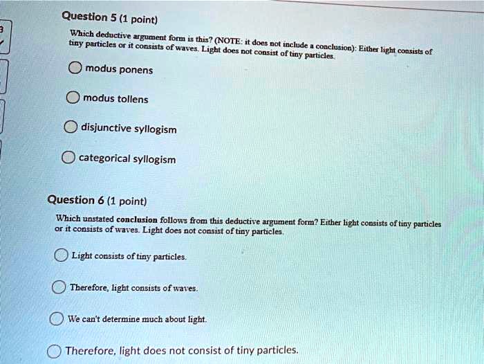 SOLVED: Question 5 (1 point) Does light consist of tiny particles or ...