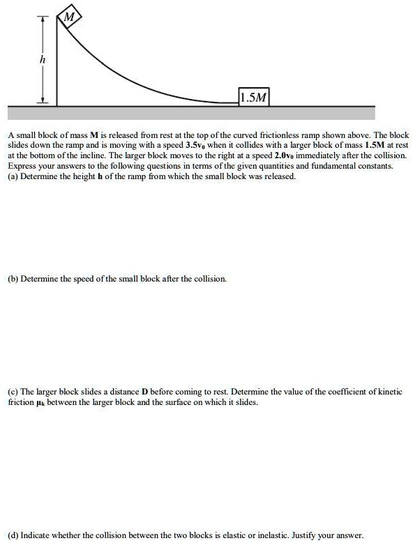 15m a small block of mass m is released from rest at the top of the curved frictionless ramp ...