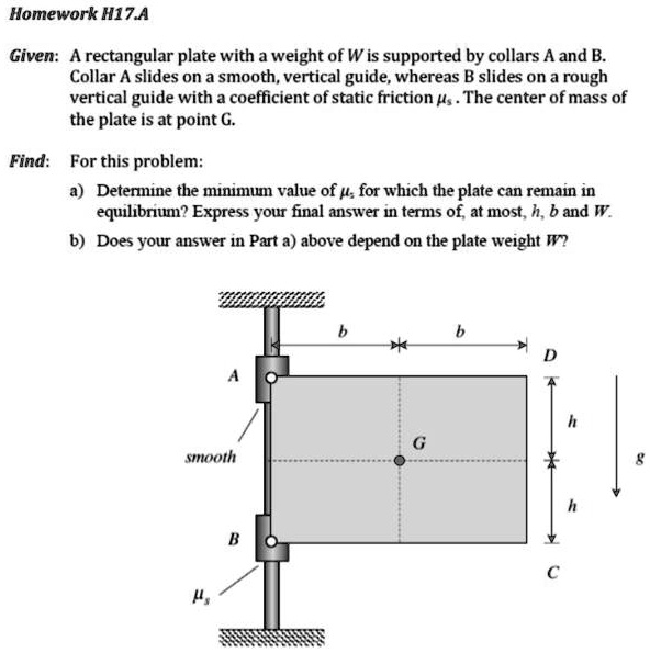 SOLVED: Given: A rectangular plate with a weight of W is supported by ...