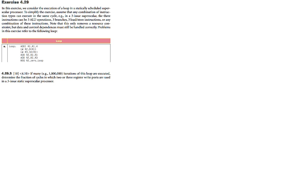 Solved Exercise 429 Execution Of A Loop In A Statically Scheduled 2099