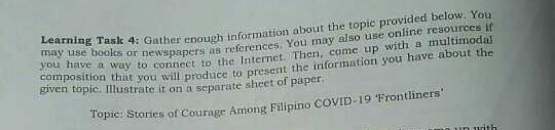 learning task 4 gather enough information about the topic provided ...