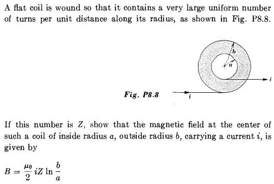 SOLVED: A flat coil is wound so that it contains a very large uniform ...