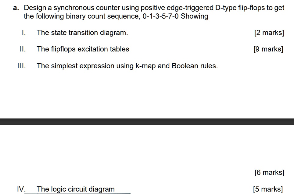 SOLVED: a. Design a synchronous counter using positive edge-triggered D-type flip-flops to get ...