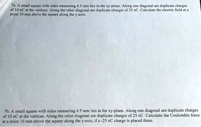 SOLVED: small square with sides measuring lies the xy-plane . Along ...