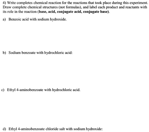 SOLVED: Write complete chemical reactions for the reactions that took place during this ...