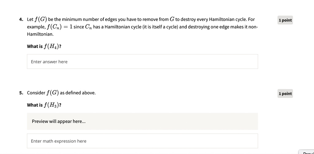 SOLVED: Let f(G) be the minimum number of edges you have to remove from ...
