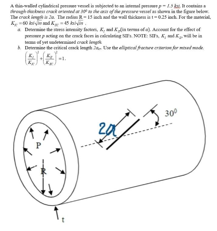 a thin walled cylindrical pressure vessel is subjected to an internal ...