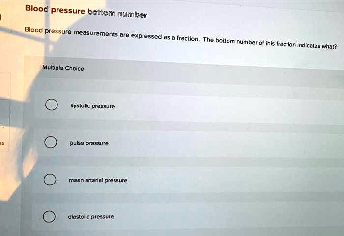 SOLVED: Blood pressure bottom number. Blood pressure measurements are ...