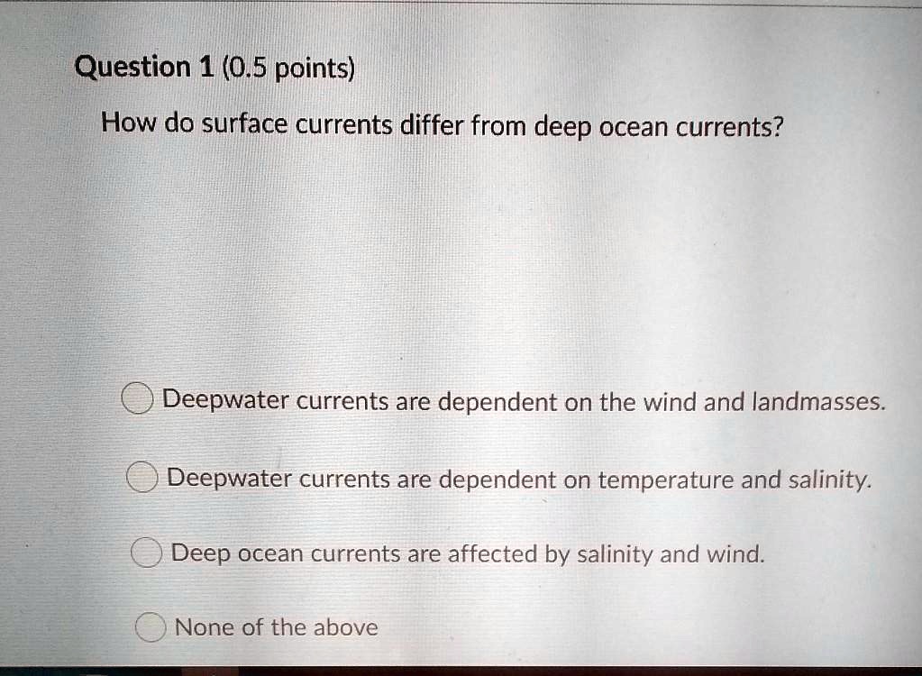 SOLVED:'How do surface currents differ from deep ocean currents ...