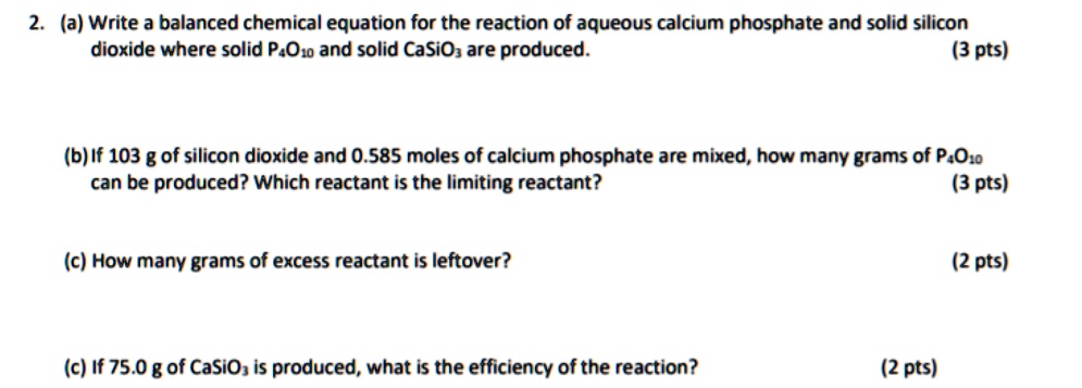 SOLVED: (a) Write a balanced chemical equation for the reaction of aqueous calcium phosphate and ...