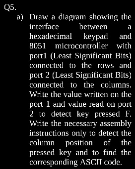 SOLVED: Q5. a) Draw a diagram showing the interface between a ...