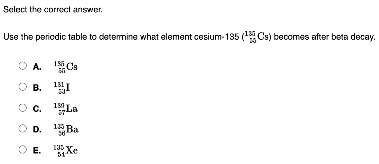 SOLVED: Select the correct answer. Use the periodic table to determine ...