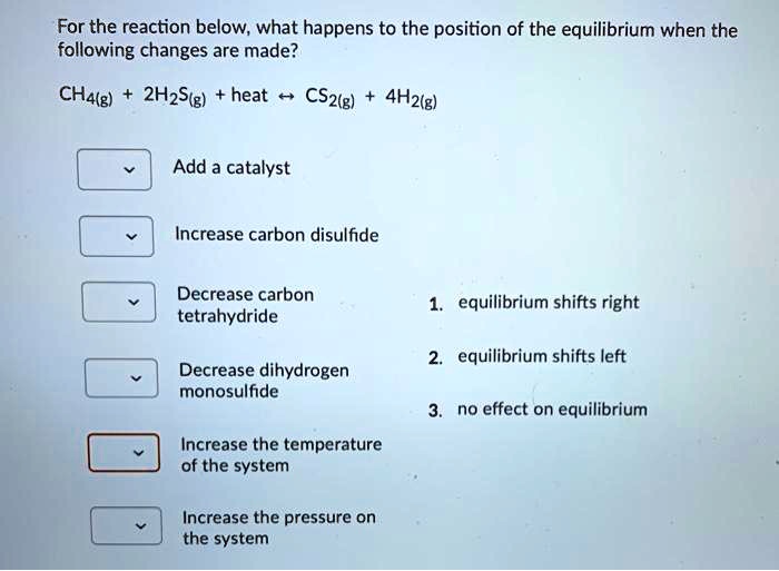SOLVED: For the reaction below, what happens to the position of the ...