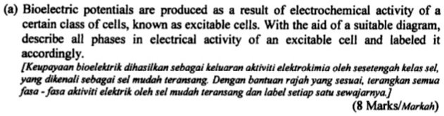 SOLVED: (@) Bioelectric potentials are produced result of ...