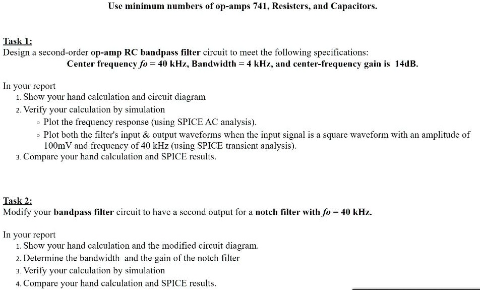 SOLVED: Texts: Usc minimum numbers of op-amps 741, Resistors, and ...