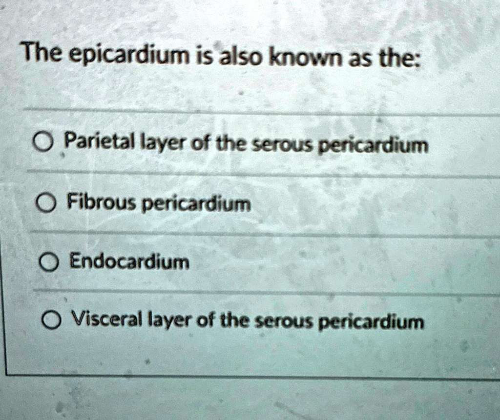 the epicardium is also known as the parietal layer of the serous ...