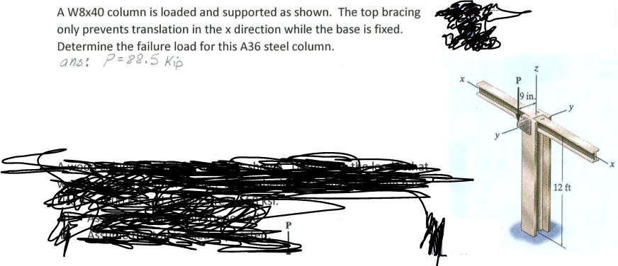 SOLVED: A W8x40 column is loaded and supported as shown. The top ...