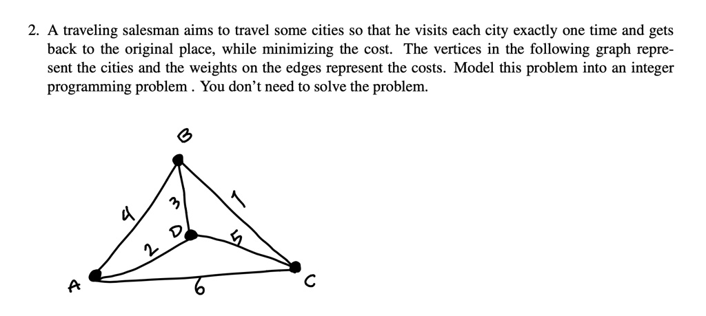 SOLVED: A traveling salesman aims to travel some cities so that he ...