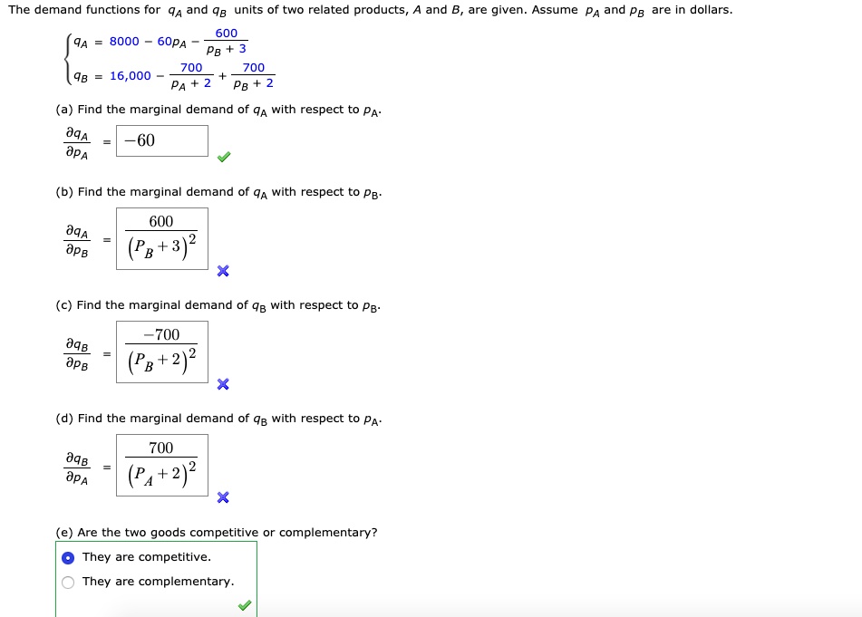 SOLVED: The demand functions for GA and QB units of two related products are given as follows ...
