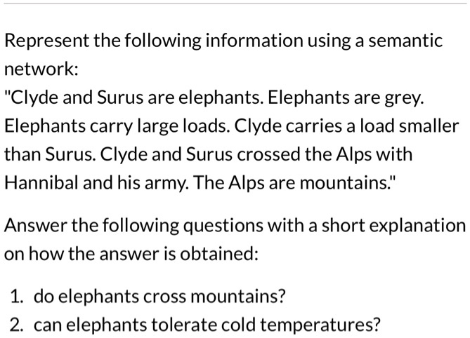 artificial intelligence represent the following information using a ...