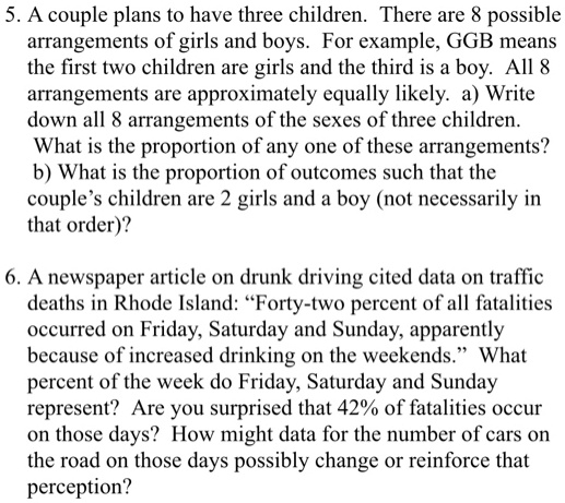 a couple plans to have three children there are 8 possible arrangements ...